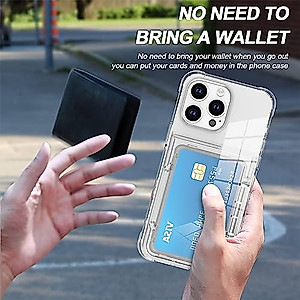 Marphe Wallet Case for iPhone 13 Pro Max with 3 Credit Card Holder Slot Shockproof Hybrid Heavy Duty Protection Clear Phone Cover Compatible with iPhone 13 Pro Max 6.7 Inch