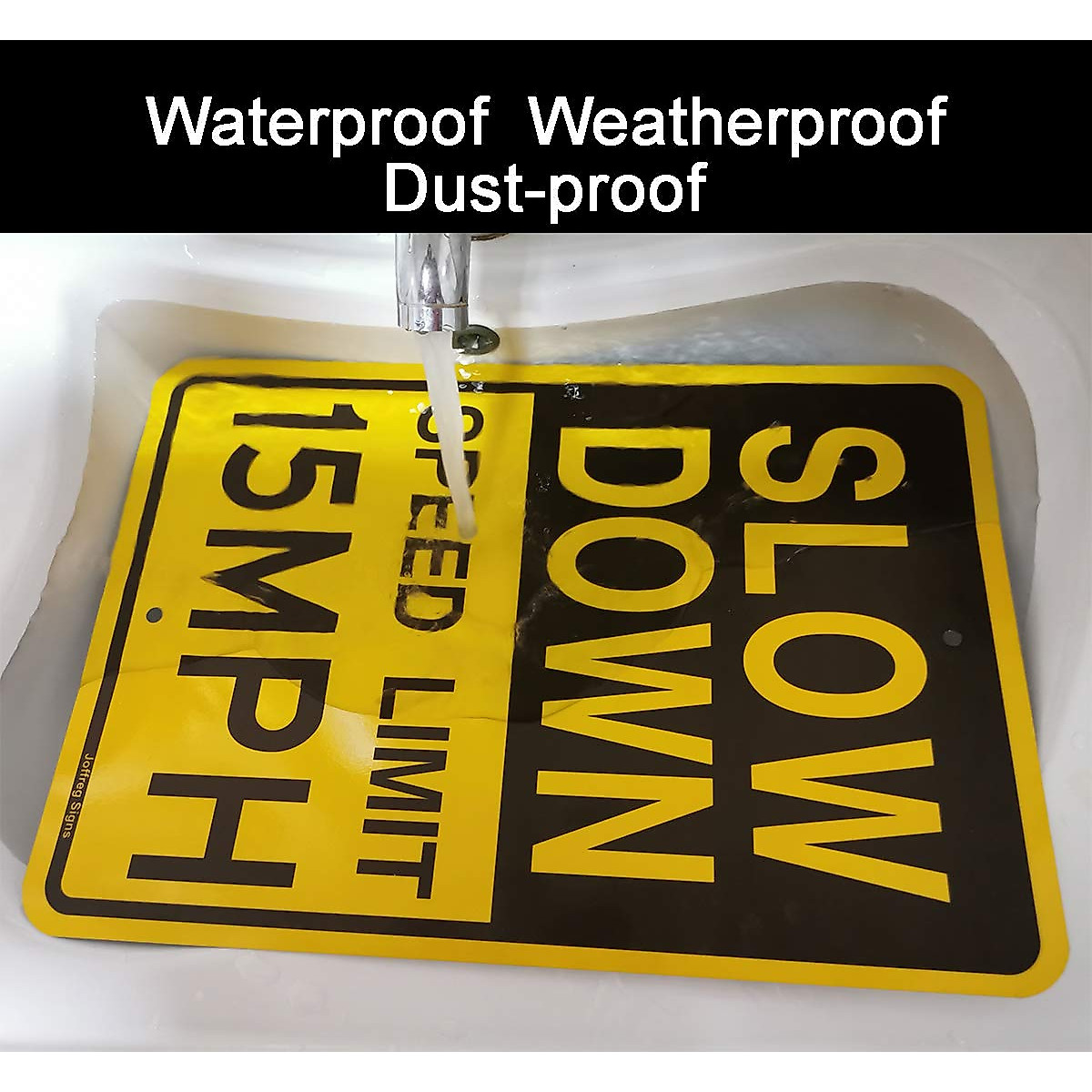 Joffreg Slow Down Speed Limit 15 MPH Sign,17 x12 Inches,Reflective Aluminum (2 Pack)