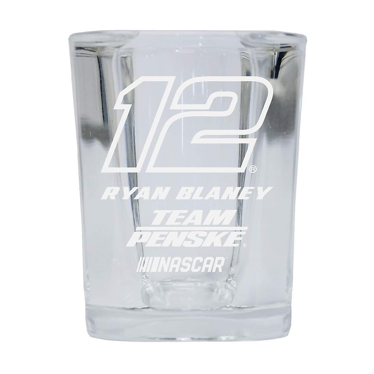 R and R Imports Ryan Blaney NASCAR #12 Etched Square Shot Glass