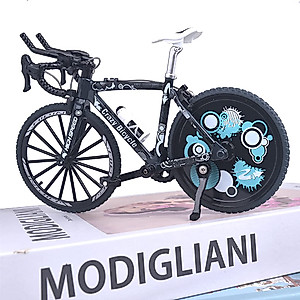 Ailejia Mini Bike Ornament Toy Doodle Bicycle Mountain Cake Topper Dirt Bike Party Decorations BMX Finger 1:8 Scale Curved Simulation Toys for Home Decor,Collection (Black)