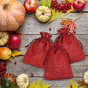Naler Christmas Drawstring Gift Bags Drawstring Pouch Burlap Wedding Favor Gift Bag Red, 24Pcs