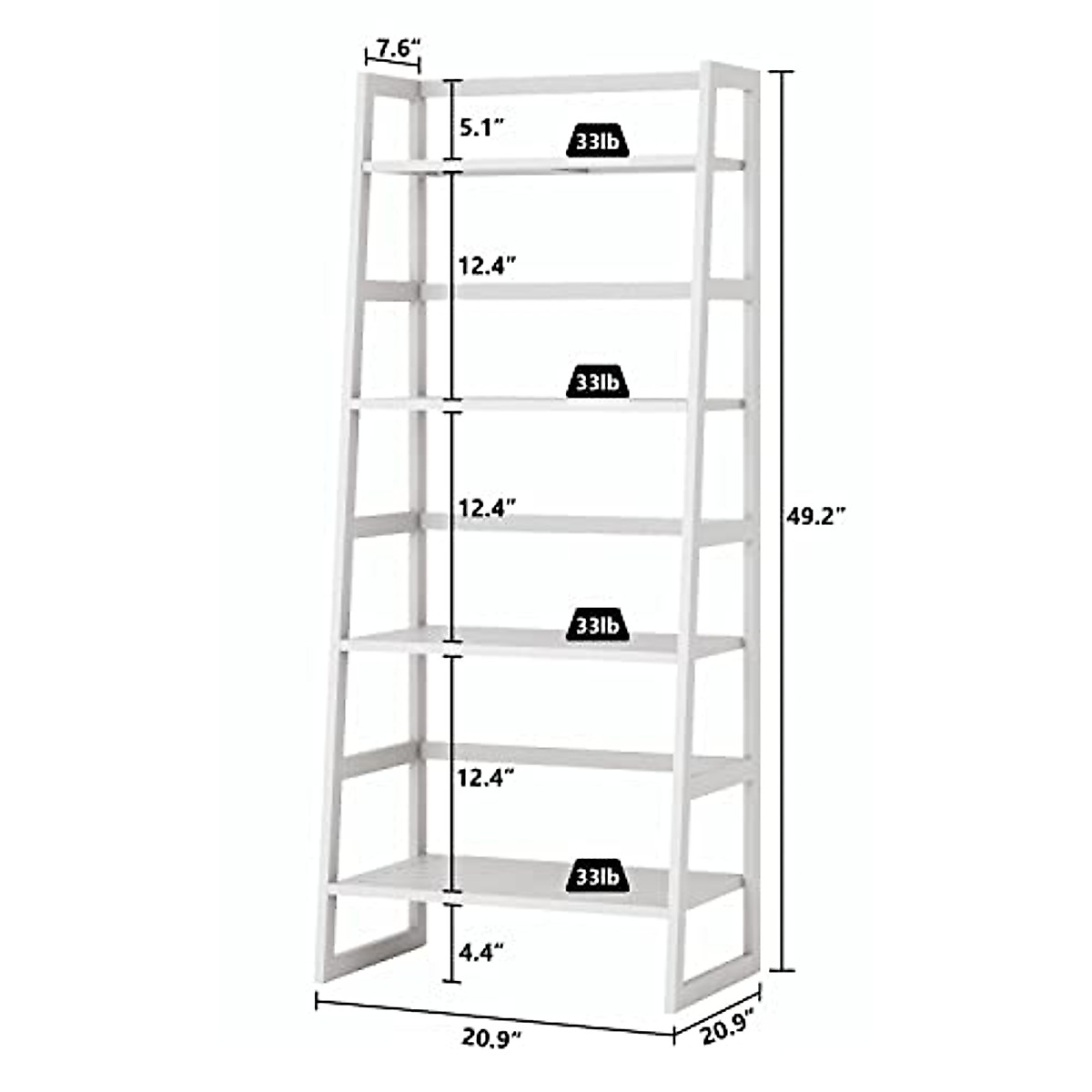 linstock White Bookshelf, 4-Tier Bamboo Bookcase Ladder Bookshelf Organizer, Storage Rack, Bookcases & Tall Ladder Shelf-Bamboo Frame for Bedroom, Living Room, Kitchen, Bathroom, Easy Assembly(White)