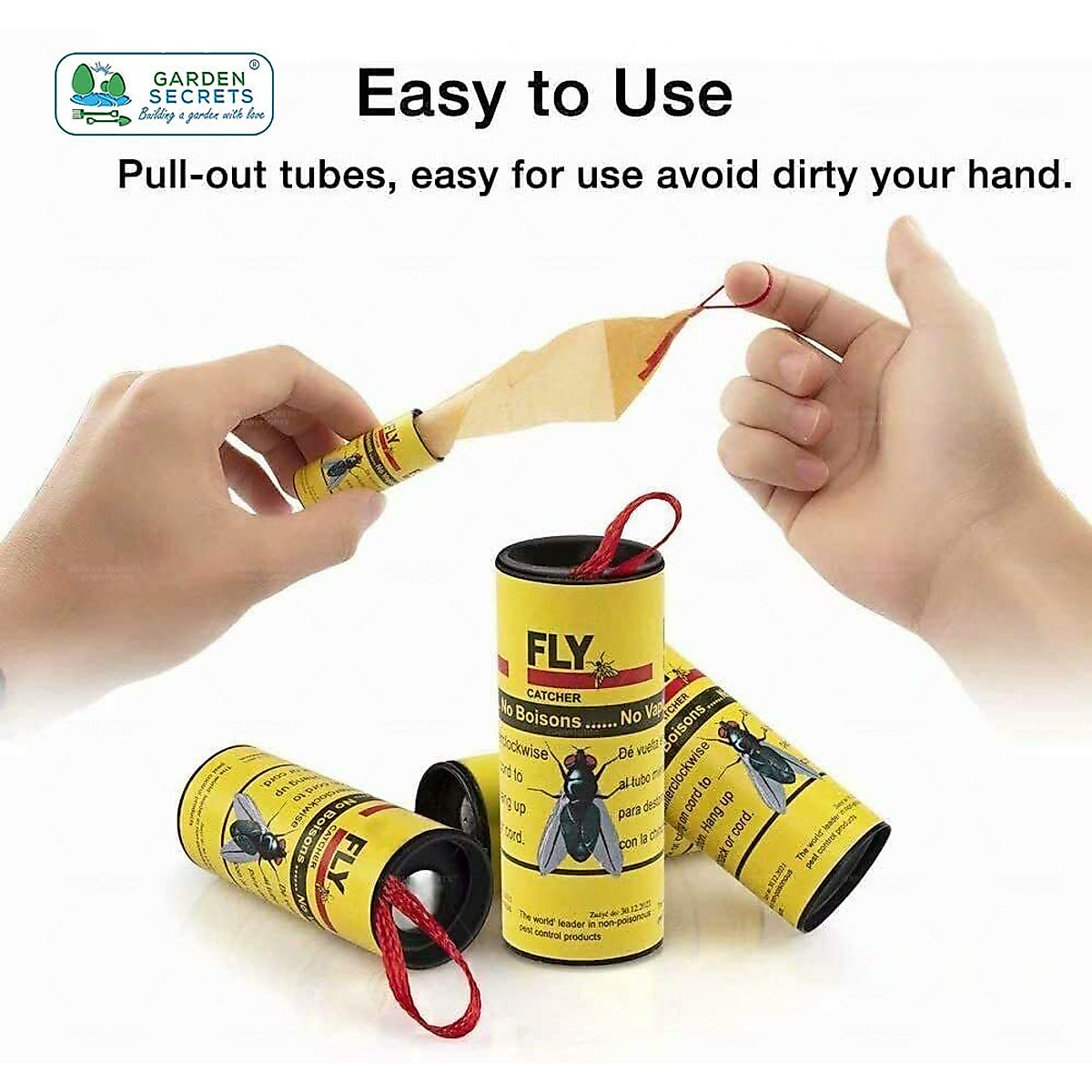 GARDEN SECRETS® Insect Bug Fly Glue Paper Catcher Trap Ribbon Tape Strip Sticky Flies 16 Rolls