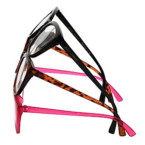 Betsey Johnson Women's Plaid 3 Pack Reading Glasses Cat Eye, Black, Tortoise, Magenta, 1.5X + 1.5