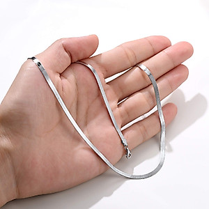 PROSTEEL 925 Sterling Silver Choker Necklace For Women 3mm Flat Chains Dainty 12inch Herringbone Snake Chain Chocker