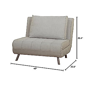 Target Marketing Systems Victor Convertible Futon Bed, Modern Upholstered Armless Folding Loveseat with Pillow, Sleeper Couch for Living Room, Bedroom, Apartment and Dorm, 42.5-72.4", Gray