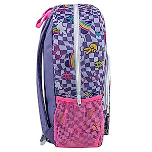 Trail maker 17 Inch Backpack with Side Pockets Backpack and Pencil Case Set for Women (Vintage Vibe Emojis)