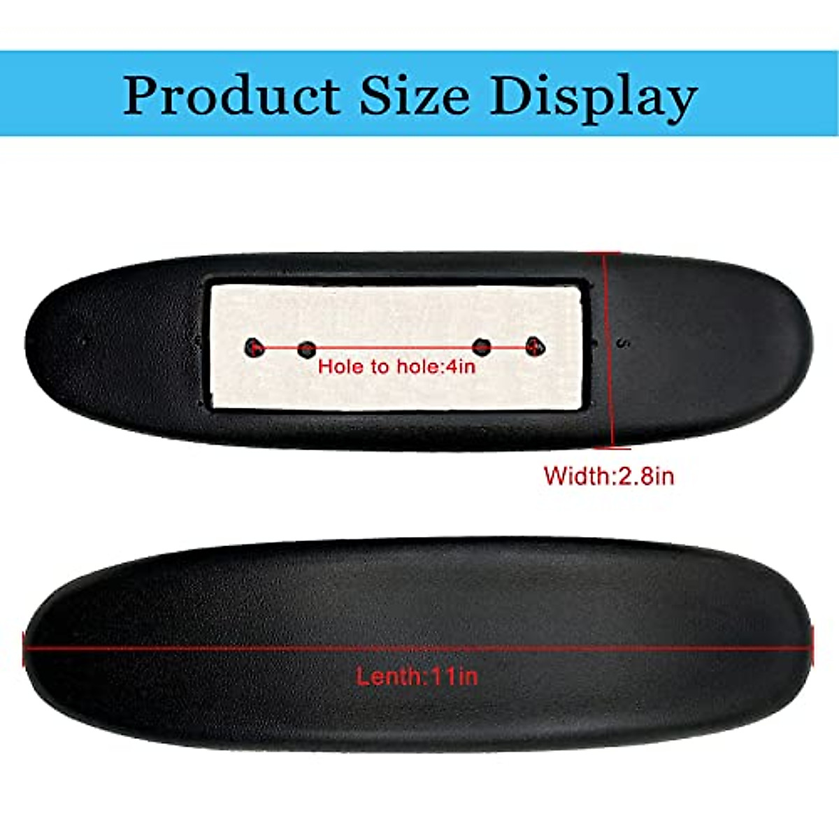 Wimdoyily Gaming Chair Replacement Armrest Arm Pads Fits All Styles of Arms with Mounting Hole Patterns Screws Set Chair Armrest Pads,Black