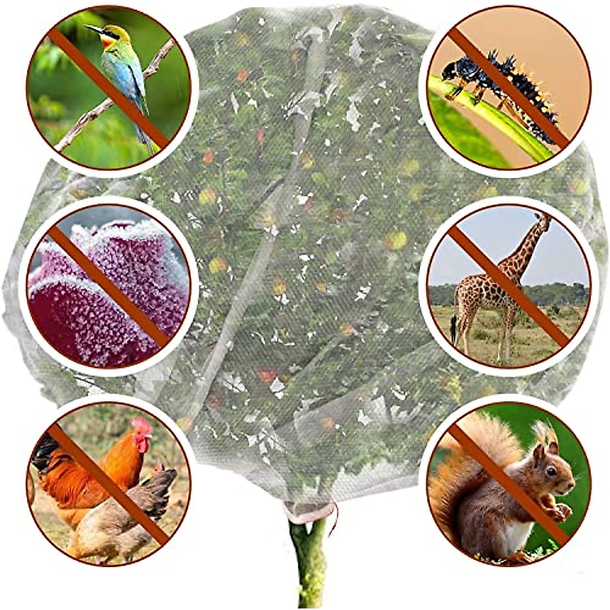 6.9' x 8.5' Large Fruit Tree Netting, Ultra Fine Mesh Garden Insect Tree Cover with Drawstring Transparent Bird Plant Barrier Flower Fruit Mesh Screen for Preventing Deer Squirrel Bug