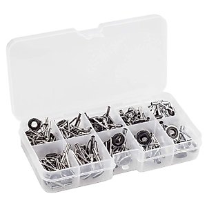 Spinning Rod Guides Tip Ceramic Guide with Eyelets, Fishing Rod Guide Replacement Tip Spare Parts Repair and Tips Repair Eye Loop Kit with Box for Spinning Rods Sea Fishing (10 Size - 80Pcs)