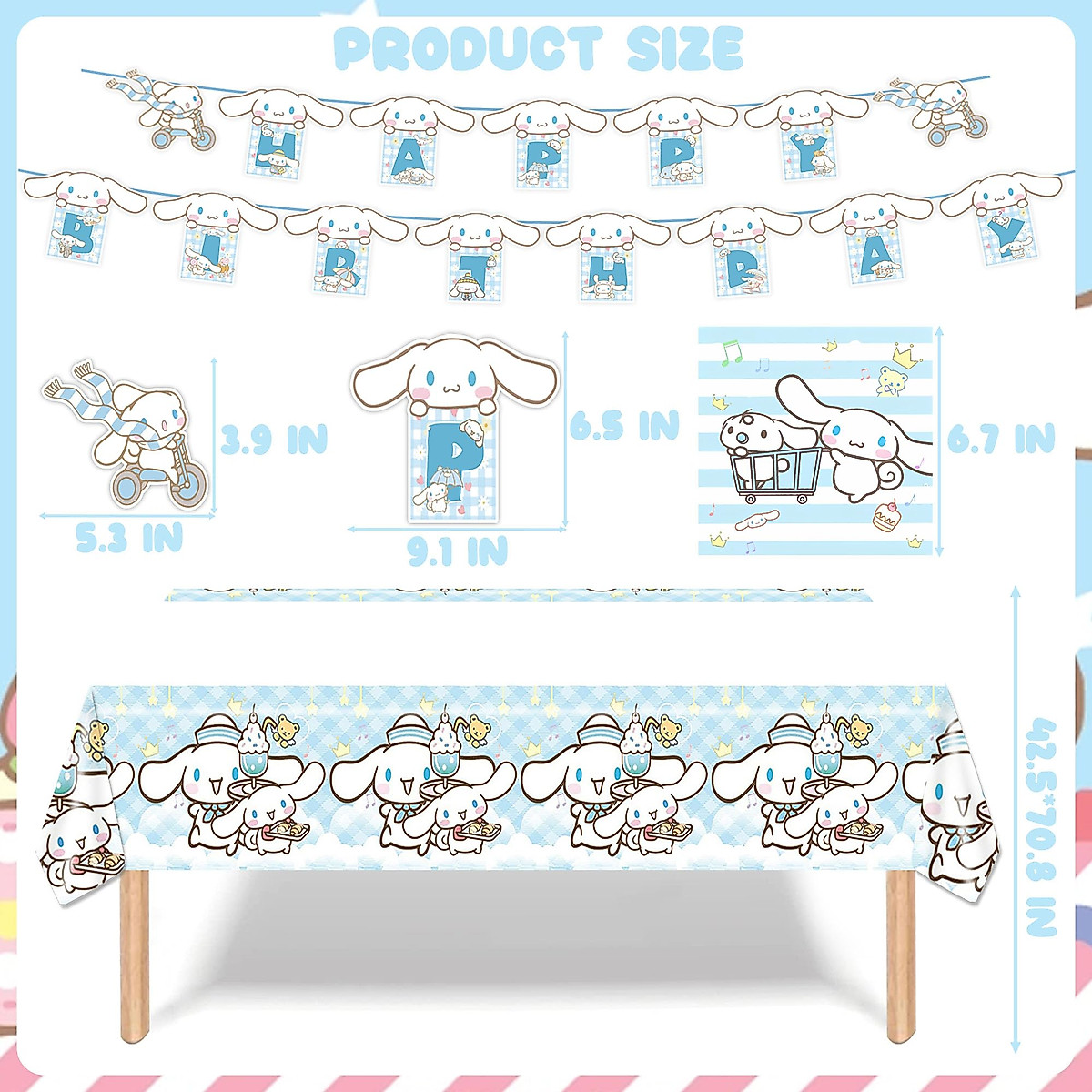 Cartoon Theme Birthday Party Decorations Supplies, Cartoon Party Tableware Include Birthday Banner, Tablecover, 10Pcs 9" Plates, 10Pcs 7" Plates, 20 PCS Napkins