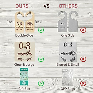 Zamwix Wooden Baby Closet Dividers - Double-Sided Closet Size Dividers from Newborn to 24 Months Baby Clothes Hanging Organizer
