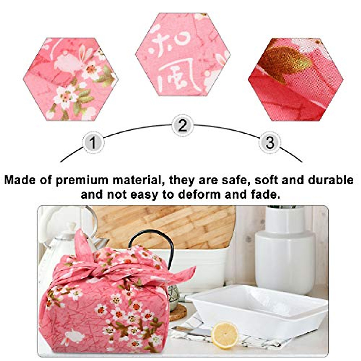 Amosfun Japanese Wrapping Cloth Handkerchief Japanese Bento Lunch Bandana Cover Pink Decorative Table Plate Cloth for Home Picnic Camping Outdoor Bento Wrapper 50X50CM