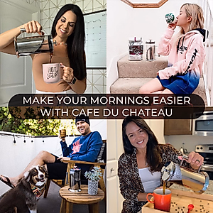 Cafe Du Chateau French Press & Cold Brew Coffee Maker - Air Tight Seal, Measuring Label, Stainless Steel Construction - Perfect for Your Daily Brew - Iced Coffee & Tea Maker