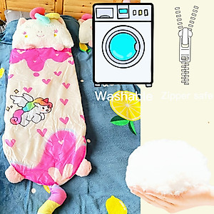 Nalexmi Heart Unicorn Kids Sleeping Bag, Animal Bags, Sleepy Sack, Comfy, Cozy, Compact, All Season, Sleeping Bag with Pillow, Soft Pillow, Nap Mat, Warm Cotton, Size 63''*24'' Heart Rainbow Unicorn