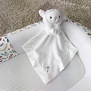 Baby Aspen Bedtime Blessings Lamb Lovie for Babies Security Blanket, Rattle, Newborn Baby Toy, White, 1 Count (Pack of 1)