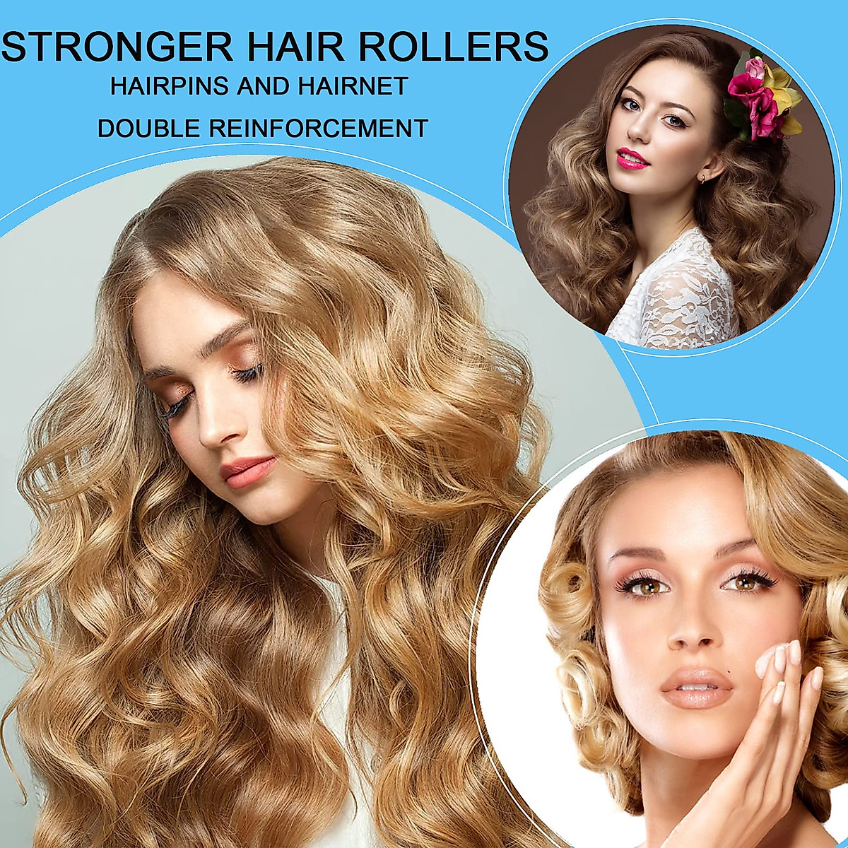 Hair Roller Set 12pcs, Hair Curlers Rollers Self Grip Hair Roller with Clips, Hair Rollers Salon Hair Dressing DIY Curly Hairstyle, Jumbo, random color