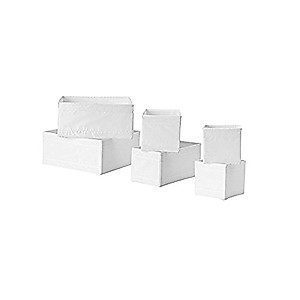 Ikea Drawer Storage Organizer Box Bin Tote, White (24 Pieces, White)