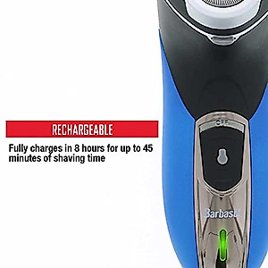 Barbasol Rechargeable Electric Wet and Dry Rotary Shaver with Stainless Steel Blades and Pop Up Trimmer