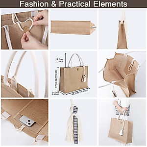 itgowisa Beach Bag For Women Personalized Beach Tote Bag Beige Beach Bag Tote Burlap Cute Reusable Grocery Bag Pocket Handle Large Sturdy Eco Waterproof Jute Bag for Shopping Lunch Travel Summer Gift