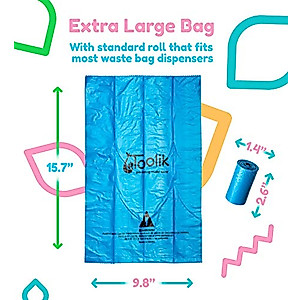 Toolik Diaper Bag Dispenser Refills Disposable Unscented Waste Bags (16 Rolls - 240 Bags)