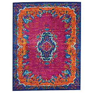 Rugs.com Calypso Collection Rug – 8' x 10' Fuchsia Medium Rug Perfect for Living Rooms, Large Dining Rooms, Open Floorplans