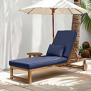 Lokex Chaise Lounge Cushions Outdoor, Waterproof Removable Chaise Lounge Cushion, 72x21x3 Inch Lounge Chair Cushions for Outdoor Furniture Comes with Lace-up Straps and Anti-Slip Bottom