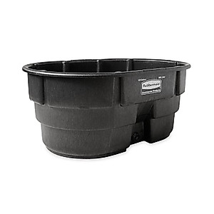 Rubbermaid Commercial Products Stock Tank, 150-Gallons, Structural Foam, Heavy Duty Black Container for use with Animal/Cattle Feed and Water, Outdoor Homemade Pool/Hot Tub/Bathtub and Pet Cleaning