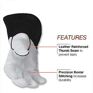 Lincoln Electric Grain Leather TIG Welding Gloves | High Dexterity | XL | K2981-XL, White/Black