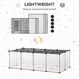 PawHut Pet Playpen Small Animal Cage Transparent Customizable Fence with Door for Hamster, Guinea Pigs, Chinchilla, 14 x 18 in