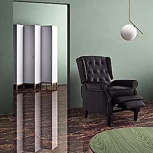 LEISLAND Leather Recliners for Small Space, Tufted Arm Chair Sofa, Leather Accent Chair for Reading, Living Room and Bedroom (Black)