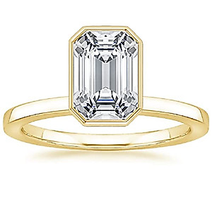 10K Solid Yellow Gold Handmade Engagement Ring 3.0 CT Emerald Cut Moissanite Diamond Solitaire Wedding/Bridal Ring Set for Women/Her Propose Ring (7)