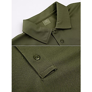 MAGCOMSEN Tactical Polo Shirts for Men Short Sleeve Summer Golf Shirts Casual Polo Shirt for Men Army Green M