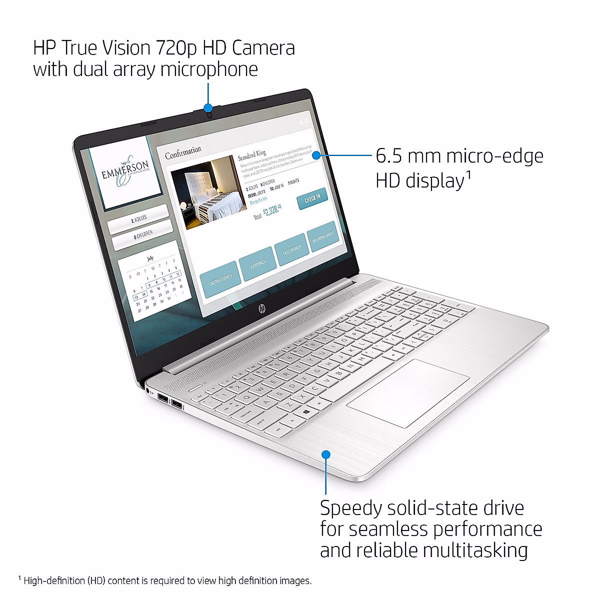 HP 2021 15.6" HD Laptop Computer, AMD Athlon Silver N3050U, 4GB RAM, 128GB SSD, HDMI, USB-C, Webcam, Windows 10 S with Office 365 for 1 Year, Mouse, Sleeve + YSC Accessory (Silver)