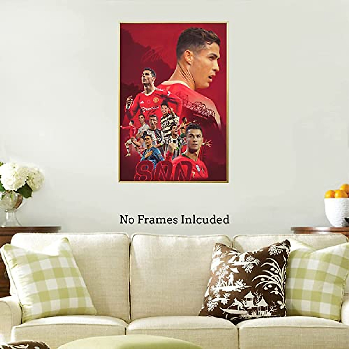 Soccer Superstar Cristiano Ronaldo Poster Wall Art, Motivational Football Star Canvas Wall Art, Cristiano Ronaldo Football Career 800 Ball Commemorative Poster for Office Home Decor, 16"x24"-Unframed