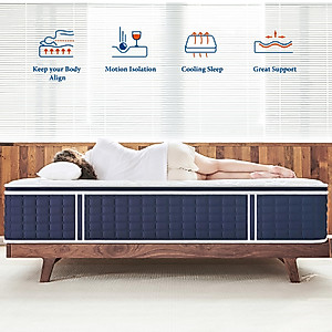 Coolvie 14 Inch California King Mattress, Hybrid Cal King Mattress in a Box, Medium Firm Feel, 4 Layer Premium Foam with Pocket Springs for Motion Isolation, Pressure Relieving, 100-Night Trial