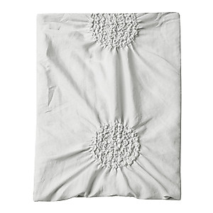 Swift Home Twin/Twin XL Light Grey Dorm Bedding - Floral Pintuck Duvet Cover Set - 2 Pieces Back-to-School Bed Linen, 1 Duvet Cover and 1 Pillow Sham