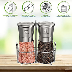 Oliver's Kitchen ® Salt & Pepper Grinder Set - 2X Premium Quality Ceramic Grinders - Easy to Fill & Use - Season to Perfection with Adjustable Coarseness - Large Capacity - Refill Less Often