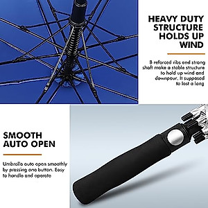 NINEMAX Large Golf Umbrella UV Protection Windproof, 62/68 Inch, UV Blocking, UPF 50+, Auto Open, Vented, Oversized Umbrella for Sun and Rain