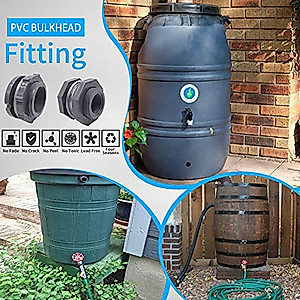 Horiznext NPT3/4 PVC Bulkhead Fitting, Plastic Pipe Connector for rain Barrel Garden Hose Adapter Spigot kit Water Tank Gallon Drain Bucket (pack of 4 pcs)