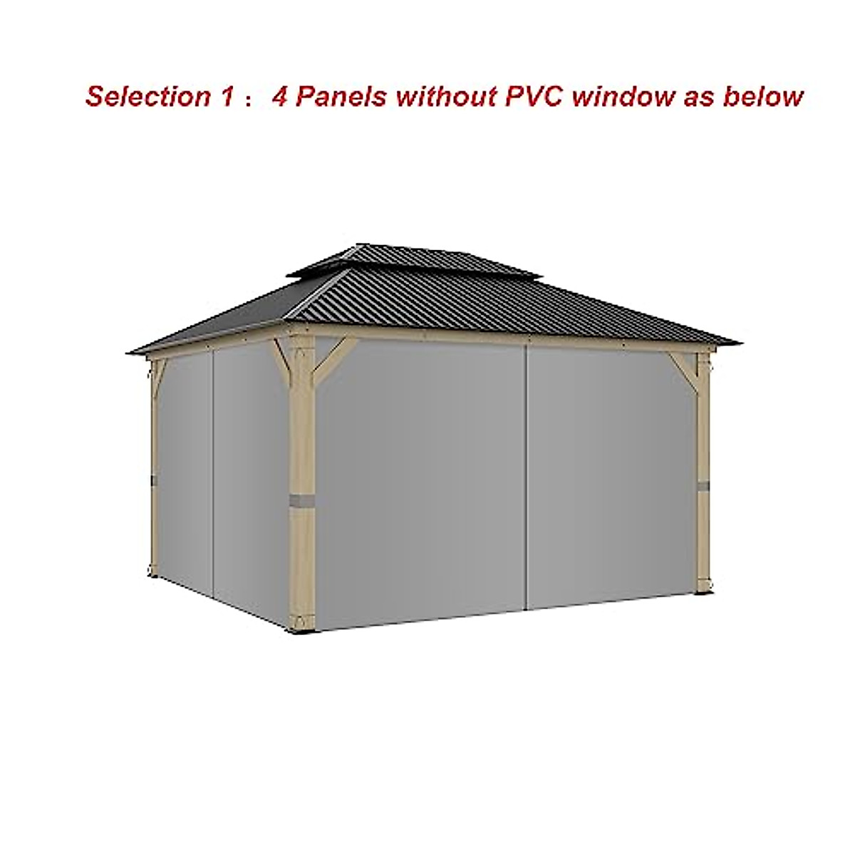 Garden Sunny 2 Panels-10'x10' Replacement Universal Gazebo Curtains Privacy Sidewall,Shade Curtains,Protecting Side Walls (Only Curtain -2 Panels Without PVC Window)-Grey