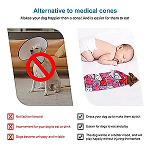 LovinPet Clothes for Big Dogs - Anxiety Relief Shirt, Dog Sun Protection, Post Surgery Recovery Pajamas for Dogs, Comfy Stretchy Fabric, Polar Fleece Polka Dot Bear Pink Print, Large Dog Pjs,Red M