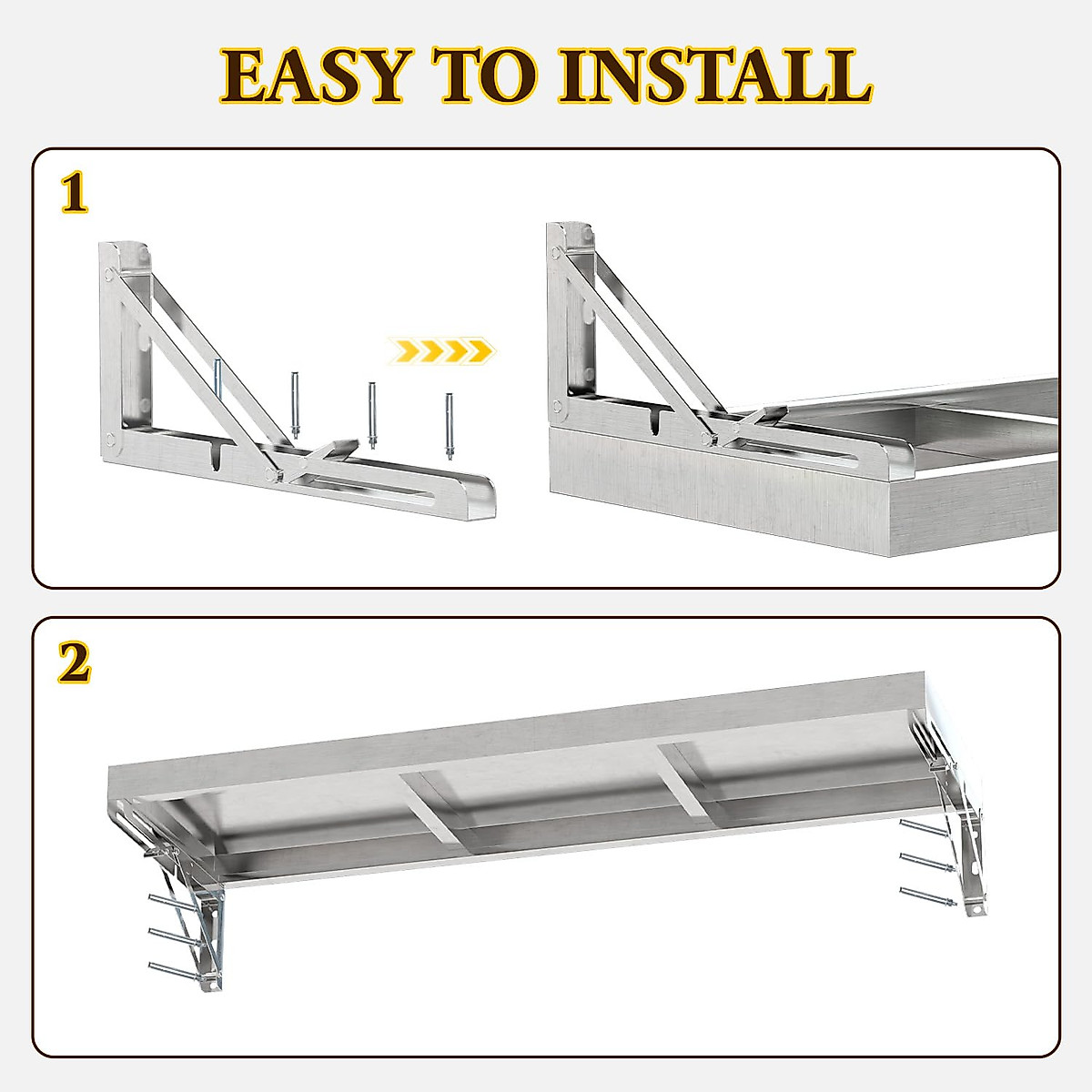 lukar Concession Shelf,Foldable Concession Shelf for Food Truck,Stainless Steel Folding Wall Shelf Food Shelf Stand Serving for Concession Windows,36" x 12"