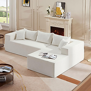 Maotifeys 107" L-Shape Modular Sectional Sofa Couch,Modern Minimalist Cloud Couches with Chaise No Assembly Sleeper Sofa for Living Room Bedroom (Beige,Right Facing Chaise)