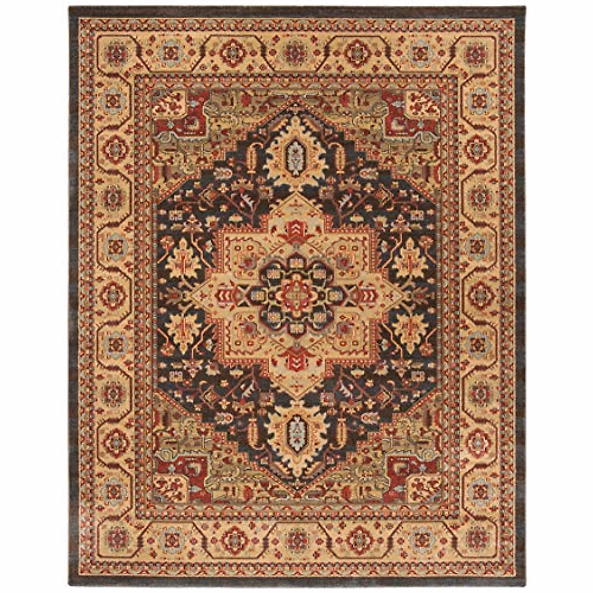 SAFAVIEH Mahal Collection 8' x 10' Navy / Natural MAH656E Traditional Oriental Non-Shedding Living Room Bedroom Dining Home Office Area Rug