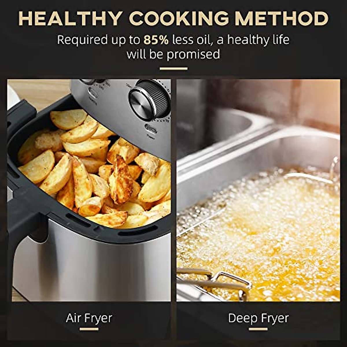 HOMCOM Air Fryer, 1700W 6.9 Quart Air Fryers Oven with 360° Air Circulation, Adjustable Temperature, Timer and Nonstick Basket for Oil Less or Low Fat Cooking