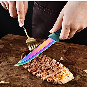 Knife Set 18 Pcs Stainless Steel Knives Set with Acrylic Storage Block Sharpener Sharp Cutlery Kitchen Knife Block Set Chef Cooking Cutting Knives Teal Turquoise Blue