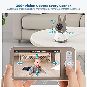 ieGeek Video Baby Monitor 2K WiFi with Phone App - Baby Monitor with Camera and Audio, 5" Display, Night Vision, Motion & Cry Detection, 2 Way Audio Talk, Suitable for Monitoring Baby, Elderly, Pets