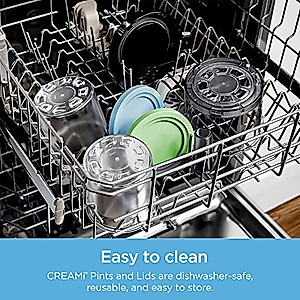 4 Pcs Ice Cream Pints Containers and Lids, 16oz Cups Compatible with NC301 NC300 NC299AMZ Series Creami Ice Cream Makers, Ice Cream Storage Containers, Homemade Ice Cream, BPA-Free, Dishwasher Safe