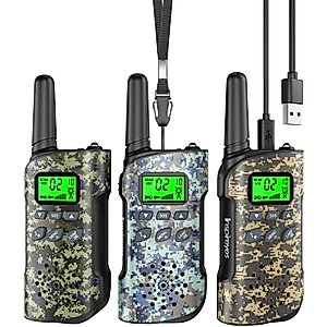 Inspireyes Walkie Talkies for Kids Rechargeable, Easter Basket Essentials Stuffers, Long Range 2 Way Radio, Outdoor Camping Games Toy Birthday Xmas Gift for Boys Age 8-12 3-5, 3 Pack Camo